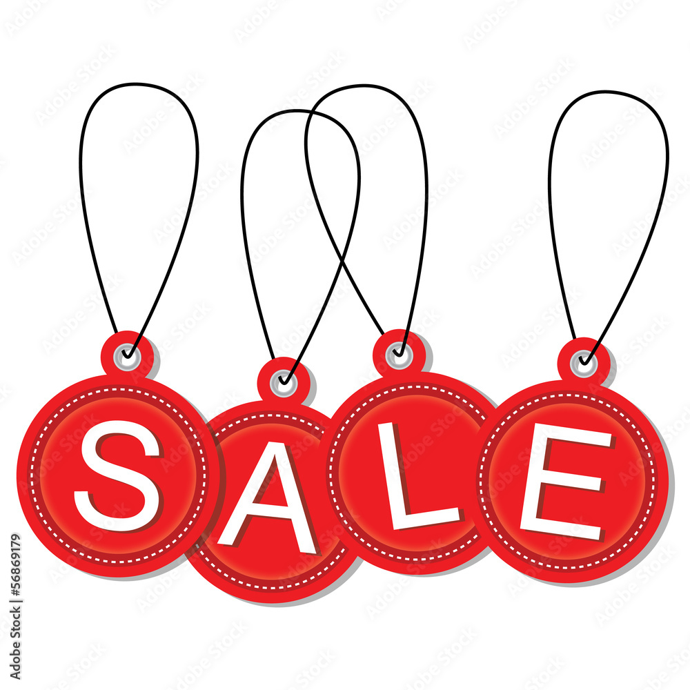 Hanging sale tags with isolated white background Stock Vector | Adobe Stock