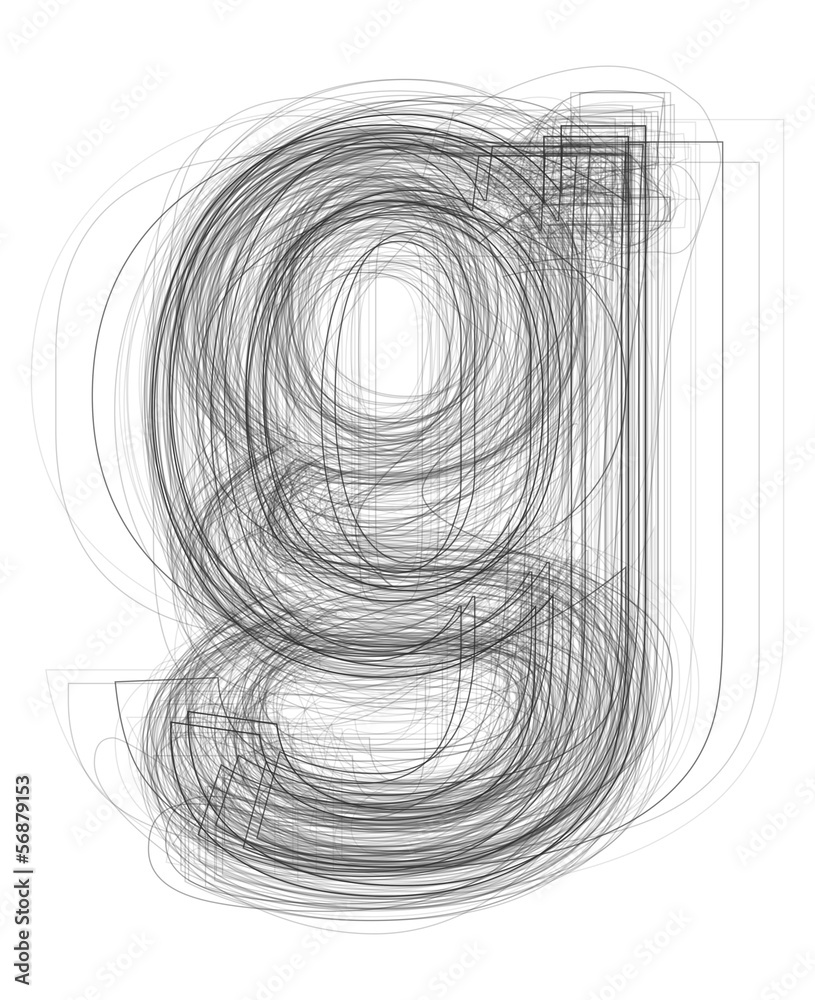 Sketchy alphabet lowercase letter "g" Stock Illustration | Adobe Stock
