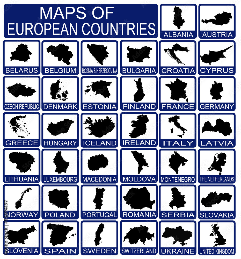 Maps of European Countries Stock Vector | Adobe Stock