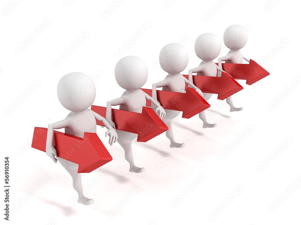 3d men team group carries success red arrows Stock Illustration | Adobe ...