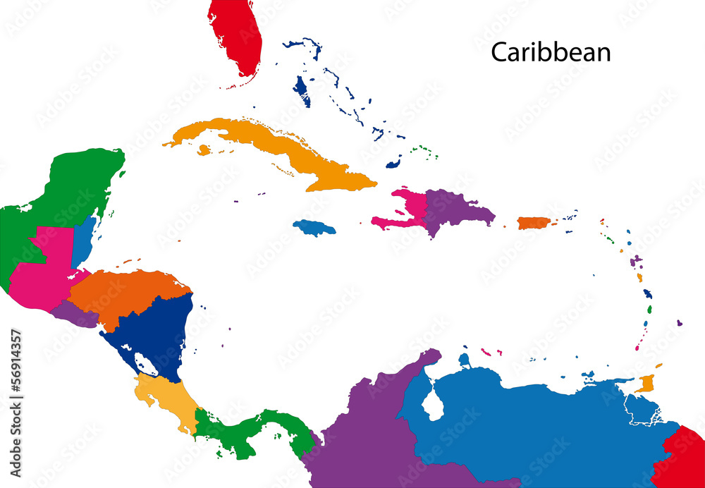 Colorful Caribbean map Stock Vector | Adobe Stock