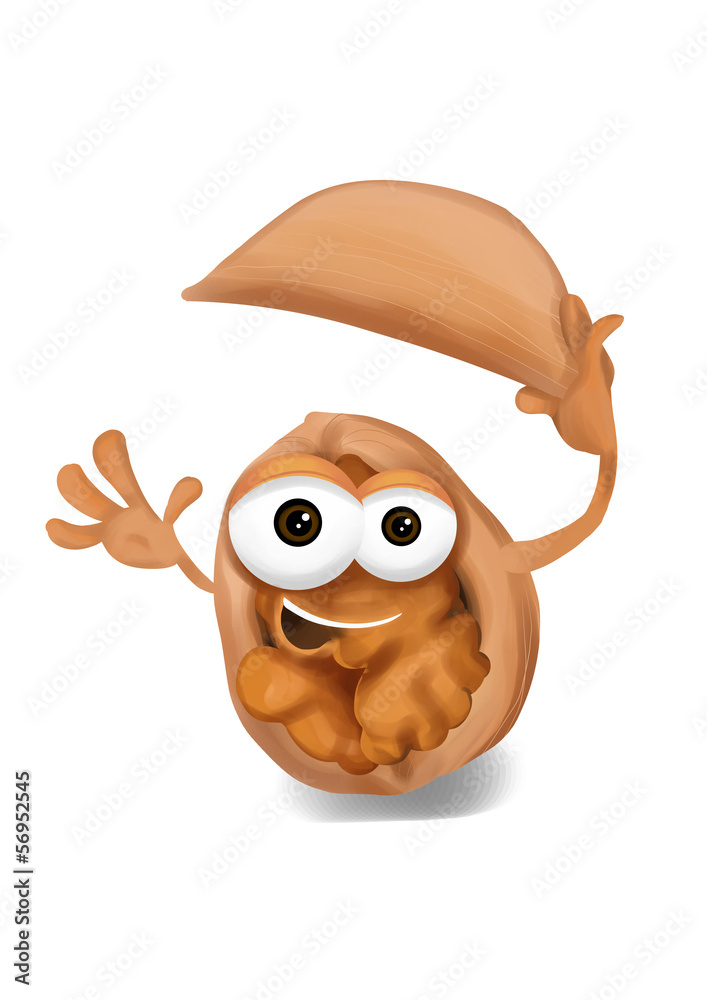 Mr walnut cartoon Stock Illustration | Adobe Stock