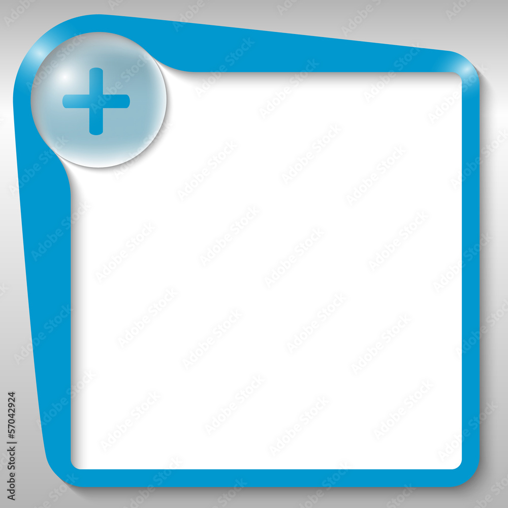 blue text box with plus sign Stock Vector | Adobe Stock