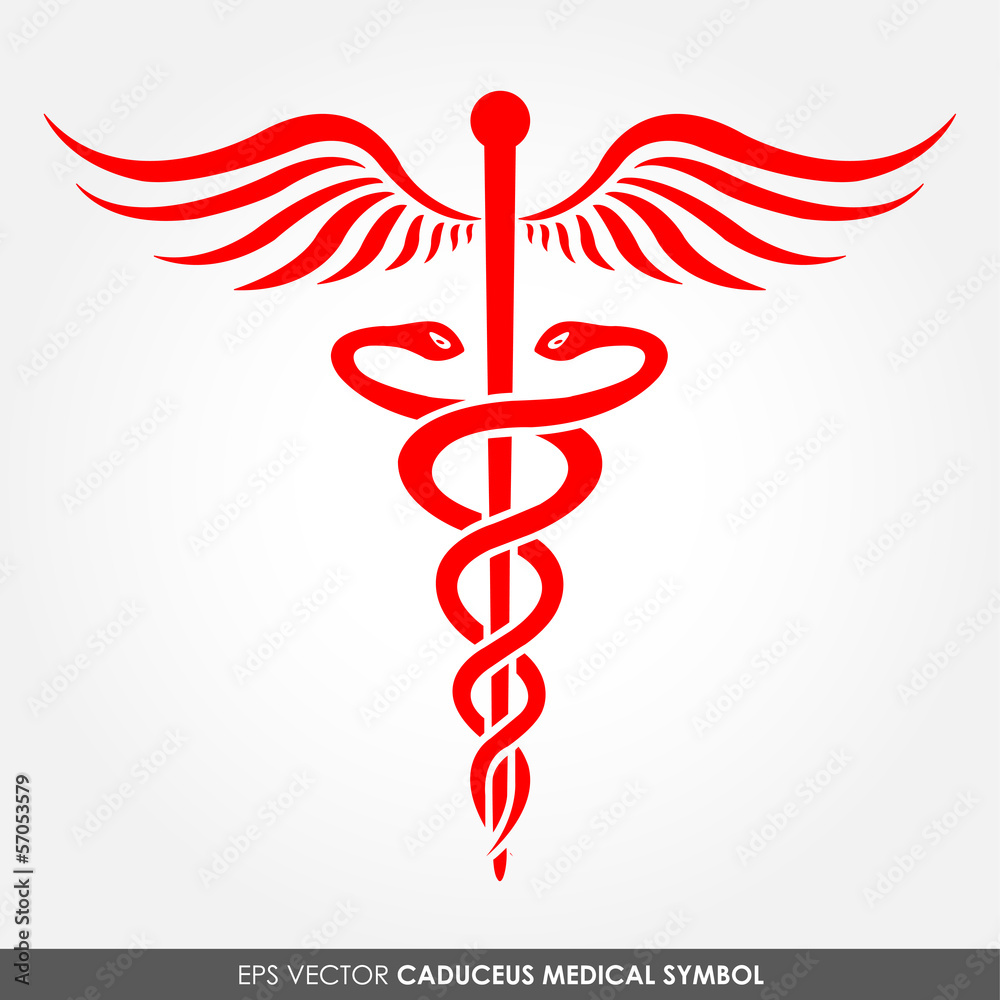 Red Caduceus Medical Symbol