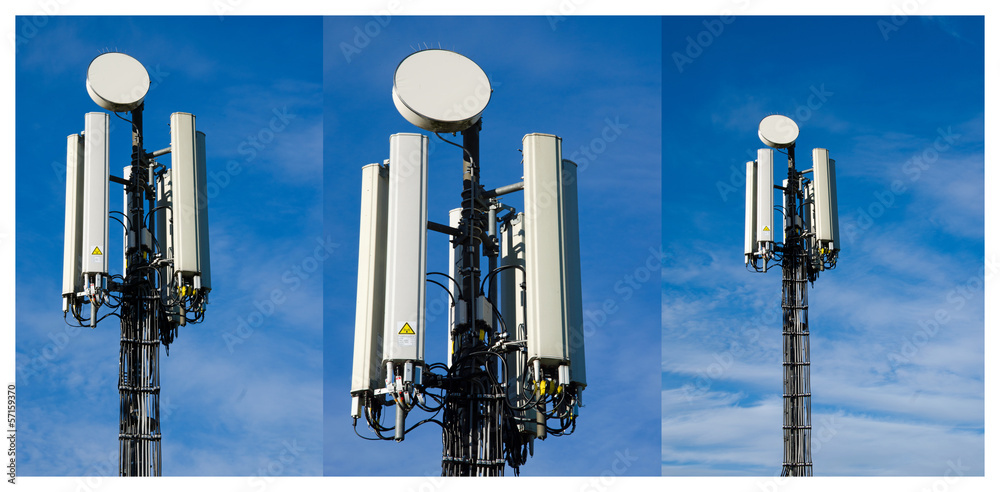 Collage von Sendemasten für Mobilfunk 1 Stock-Foto | Adobe Stock