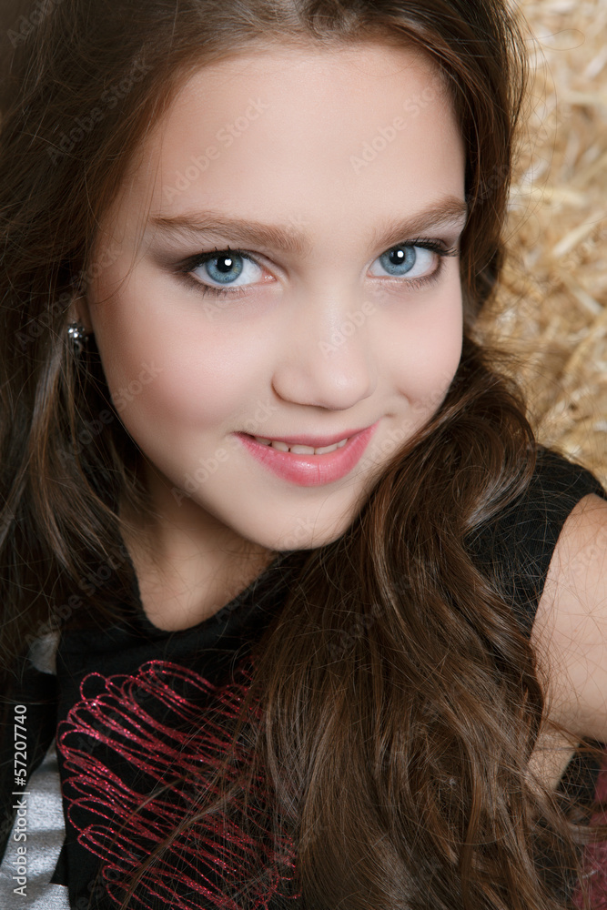 Pretty smiling girl portraite in studio Stock Photo | Adobe Stock