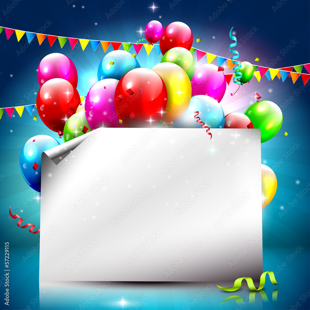 Colorful birthday background with empty paper Stock Vector | Adobe Stock