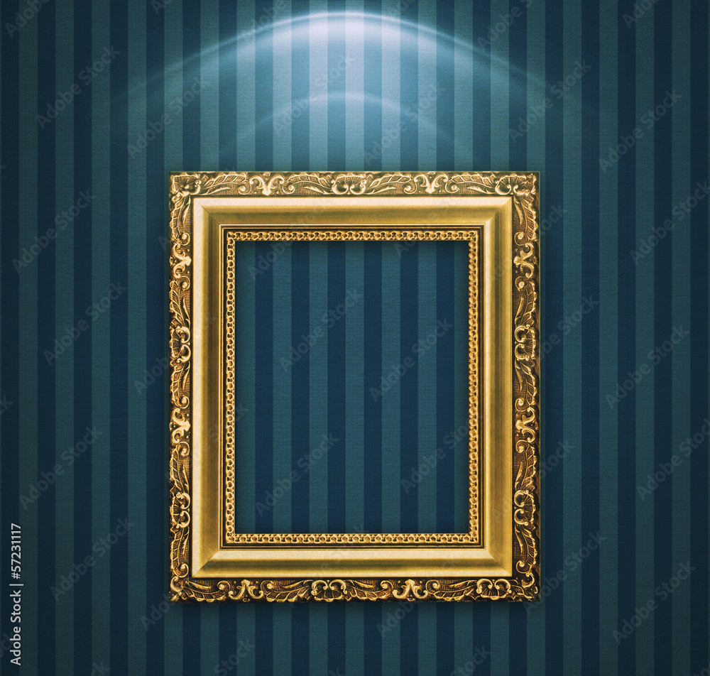 Antique frame on vintage wallpaper with realistic light Stock Photo ...