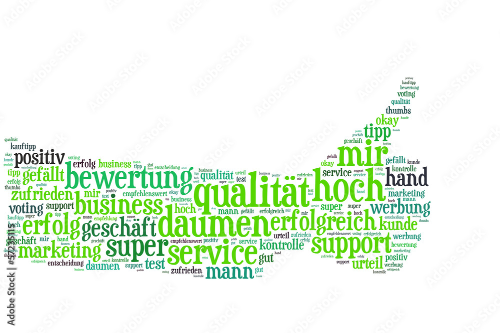 Daumen hoch - Wordcloud ilustração do Stock | Adobe Stock