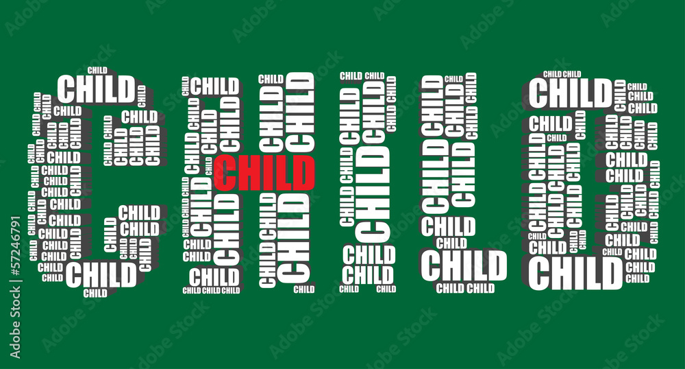 child typography 3d text word child art Stock Vector | Adobe Stock