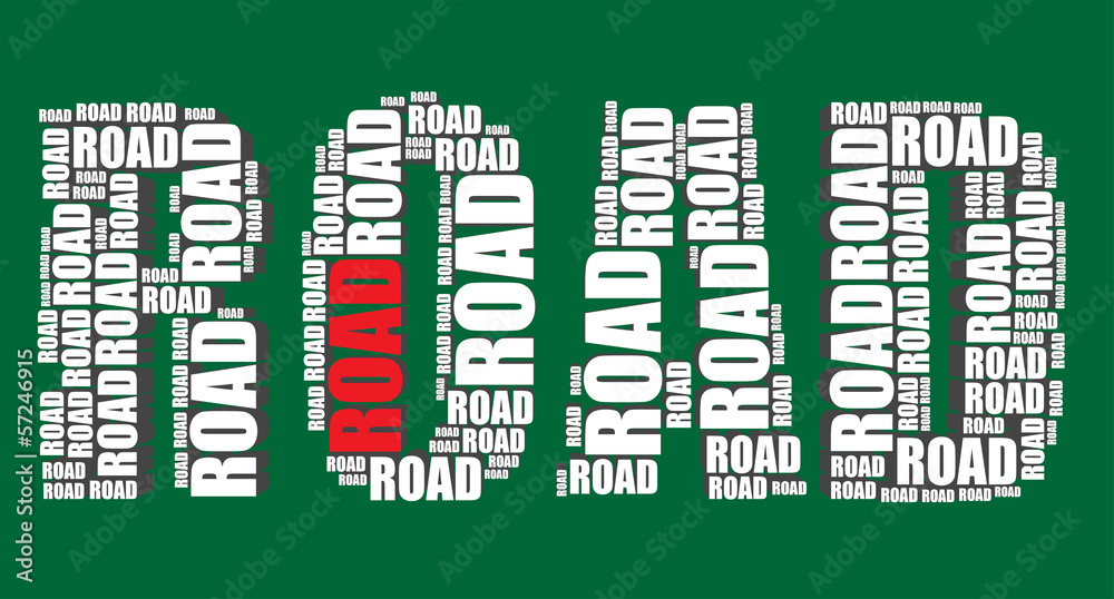 road typography 3d text word road art illustration word cloud Stock ...