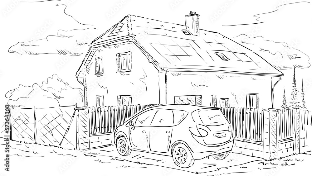 House and car Stock Vector | Adobe Stock
