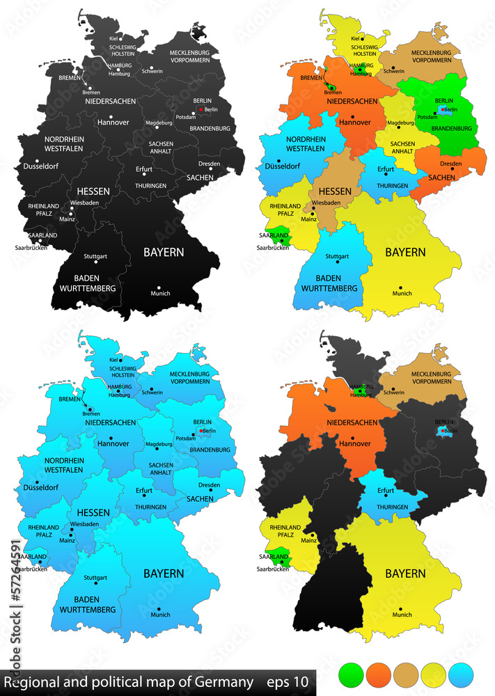 Political map of Germany Stock Vector | Adobe Stock