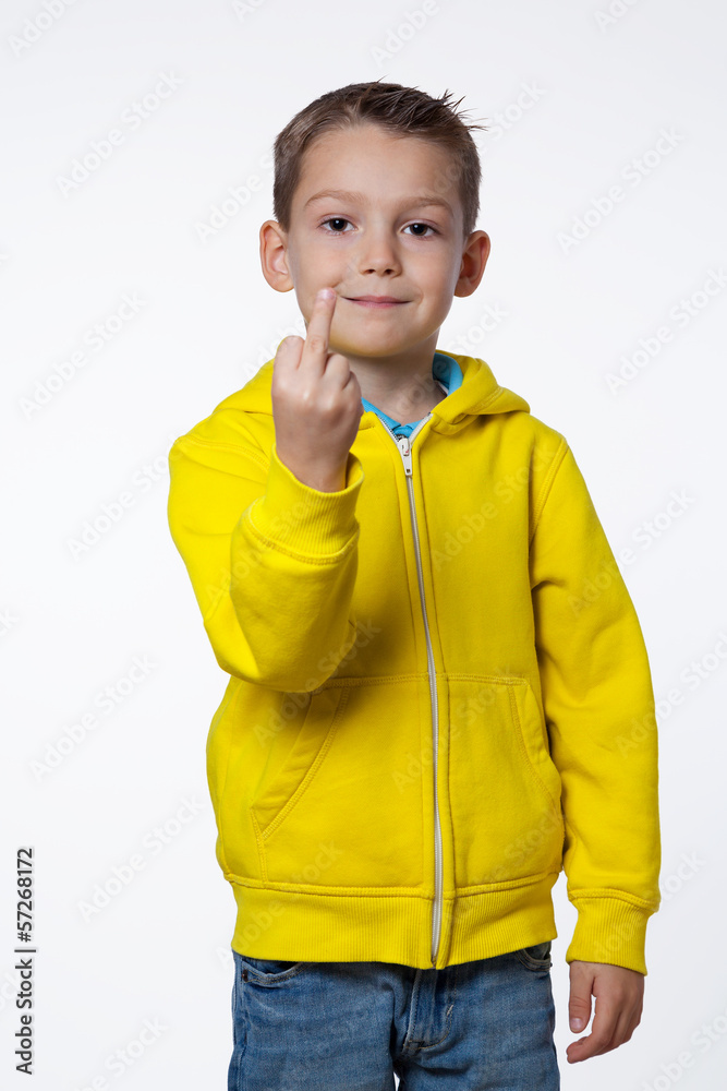 Kind zeigt Mittelfinger Stock-Foto | Adobe Stock Kind zeigt Mittelfinger Stock-Foto | Adobe Stock