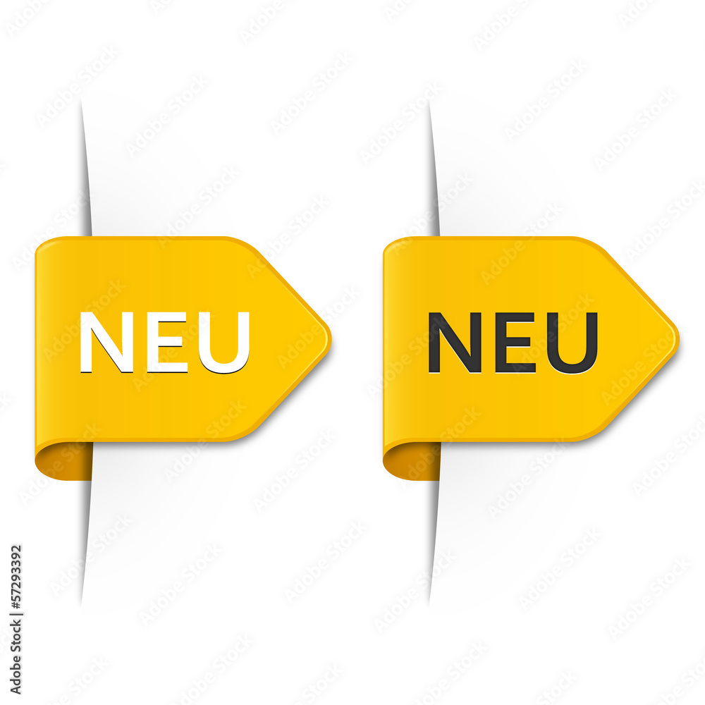 NEU - Gelber Sticker Pfeil mit Schatten Stock Vector | Adobe Stock
