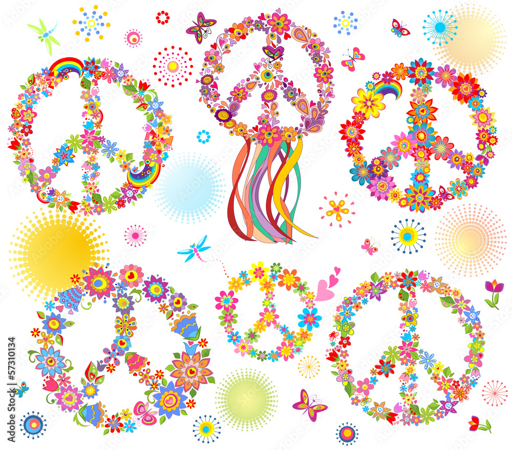 Collection of Peace flower symbol Stock Vector | Adobe Stock