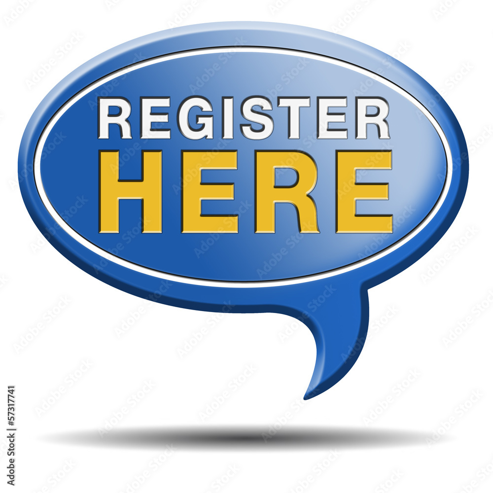 register here sign Stock Illustration | Adobe Stock