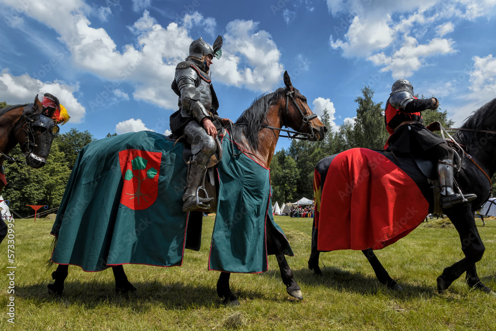 Medieval knight on horseback Stock Photo | Adobe Stock
