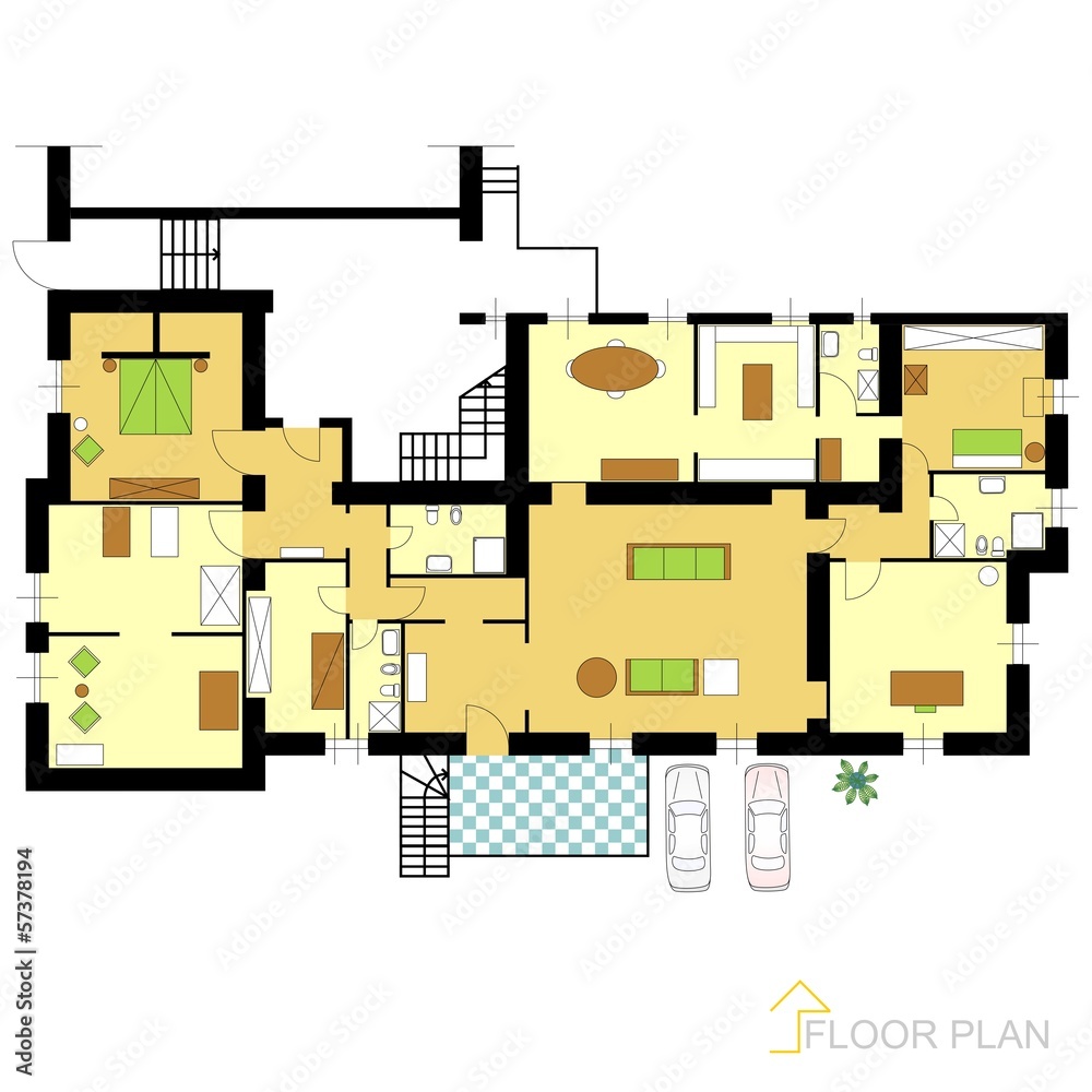Architectural vector apartment floor plan Stock Vector | Adobe Stock