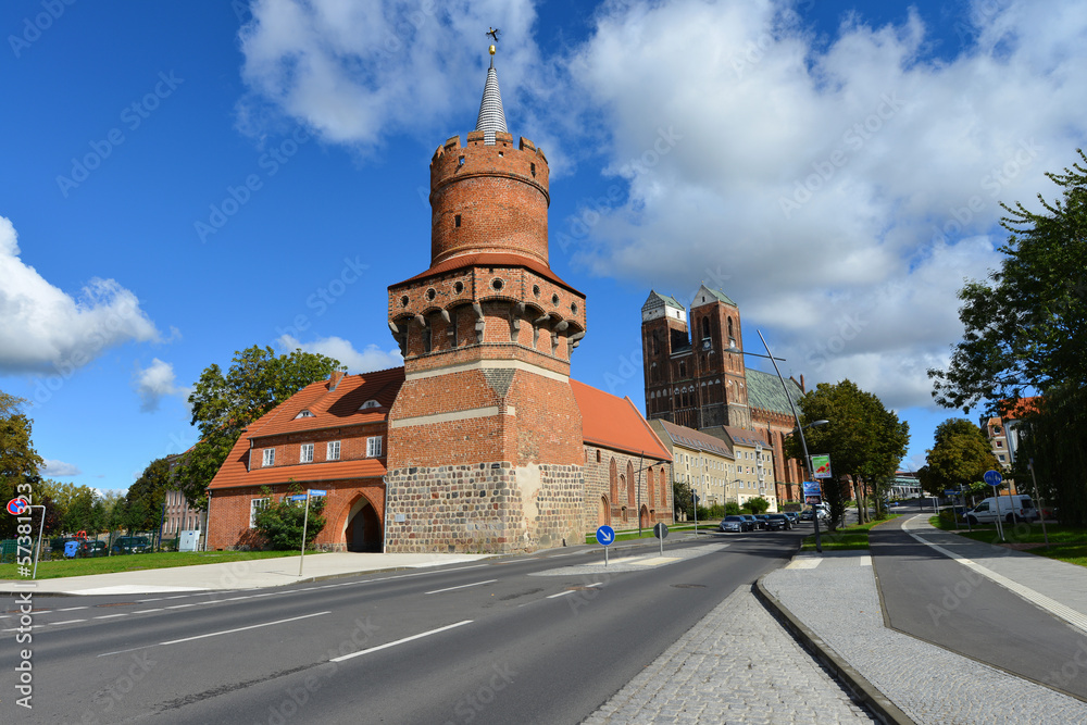 Prenzlau, Mitteltorturm, Stadtmauer, Marienkirche, Prenzlau Stock-Foto ...