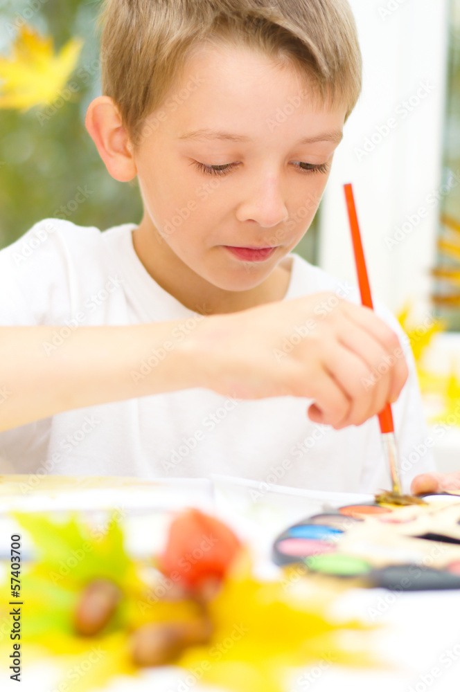 little boy painting Stock Photo | Adobe Stock
