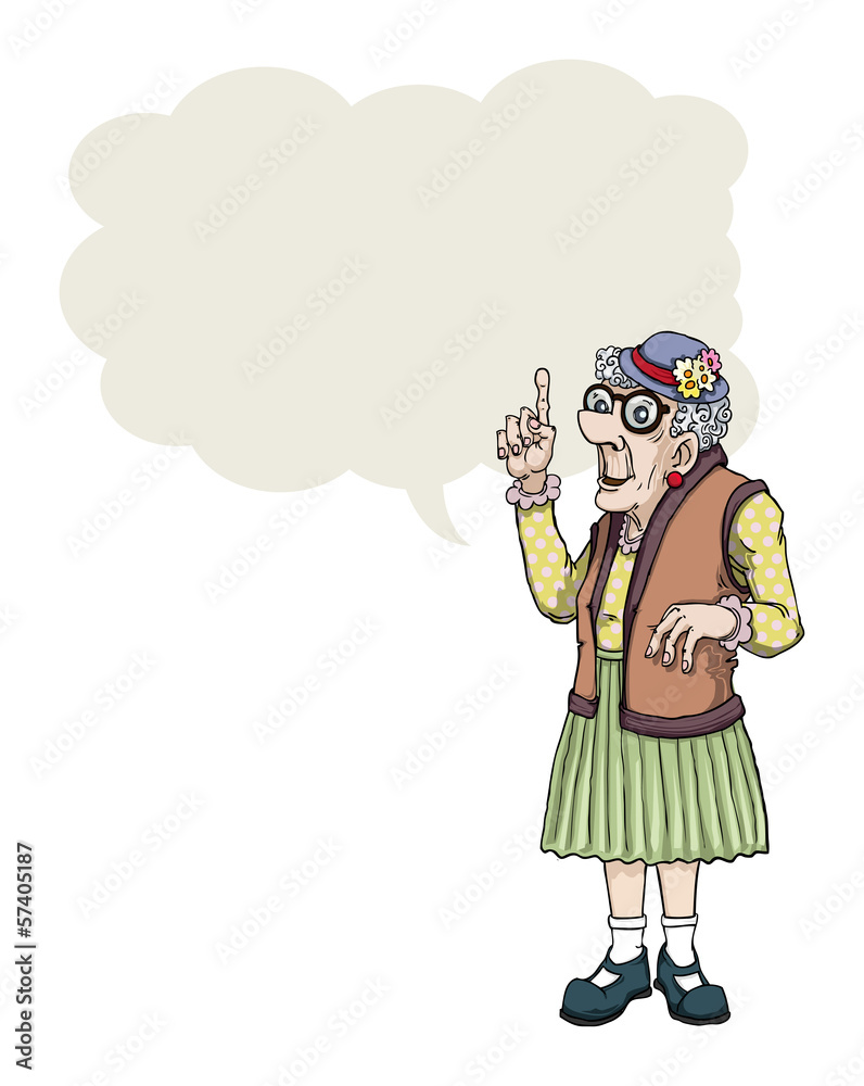 Old cartoon lady making a point Stock Vector | Adobe Stock