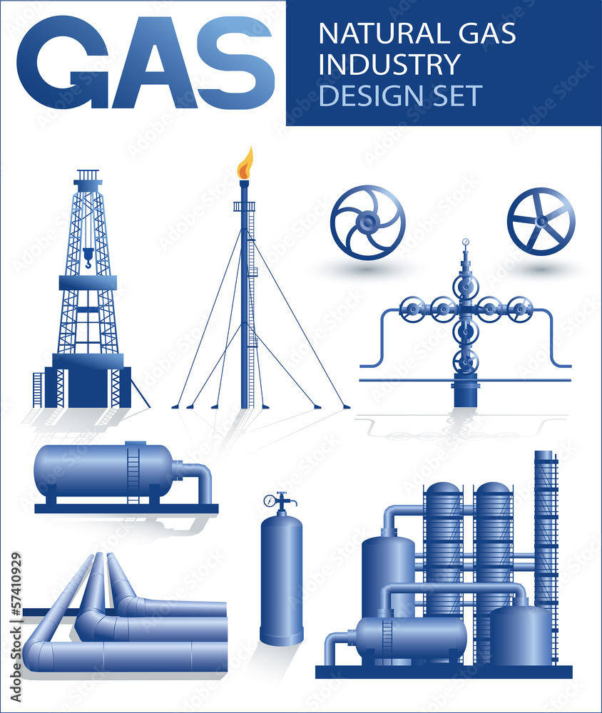 Design set of natural gas industry vector images Stock Vector | Adobe Stock