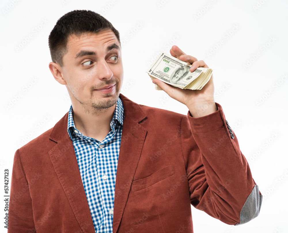 successful man with money in hand Stock Photo | Adobe Stock