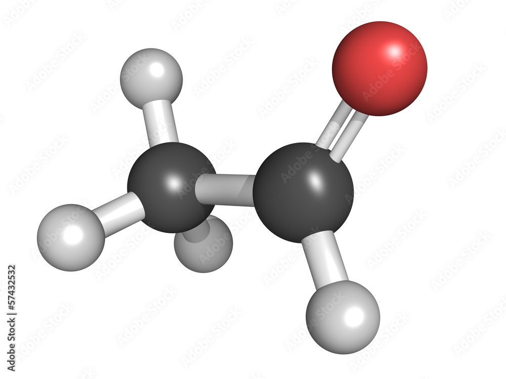 Acetaldehyde (ethanal) molecule, chemical structure. Acetaldehyd Stock ...