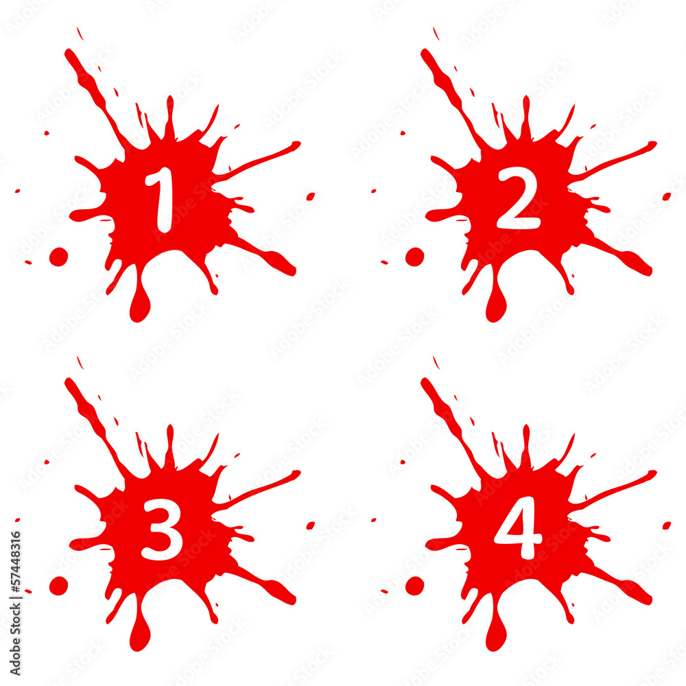 Farbfleck rot Nummer 1234 Stock Vector | Adobe Stock