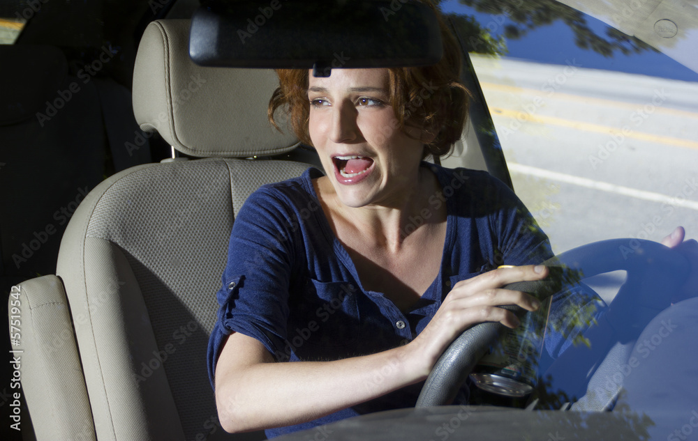 two women bracing for a car crash accident Stock Photo | Adobe Stock