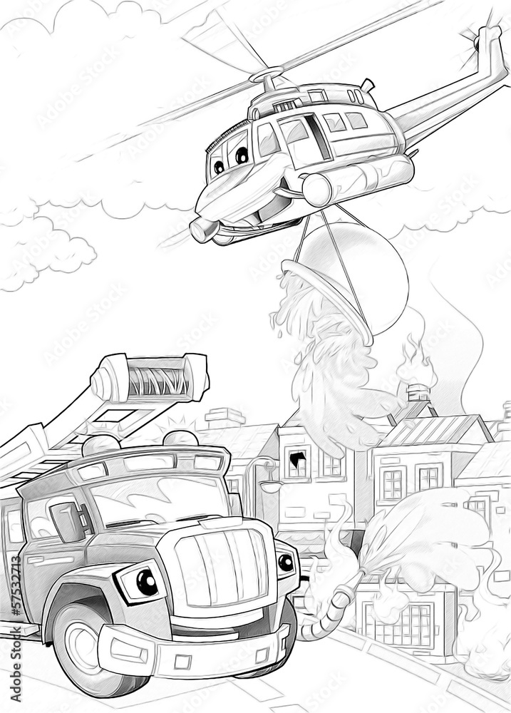 Machines - artistic coloring page - cartoon style Stock Illustration ...