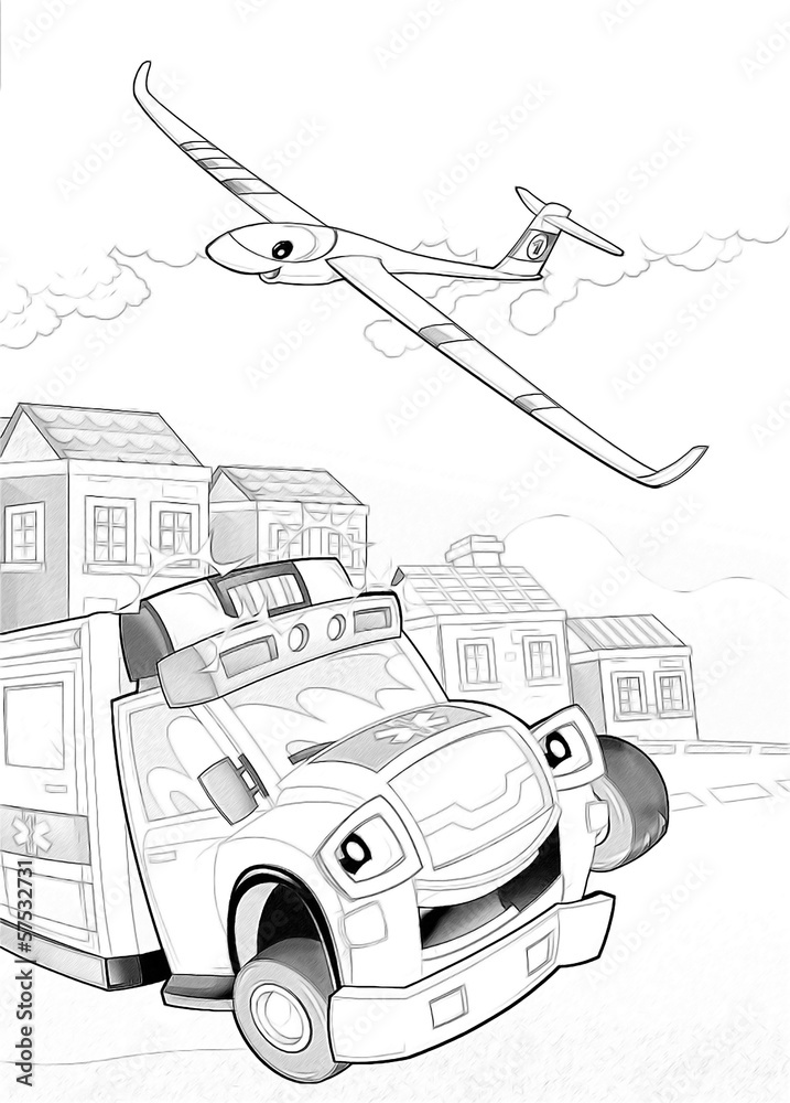 Machines - artistic coloring page - cartoon style Stock Illustration ...