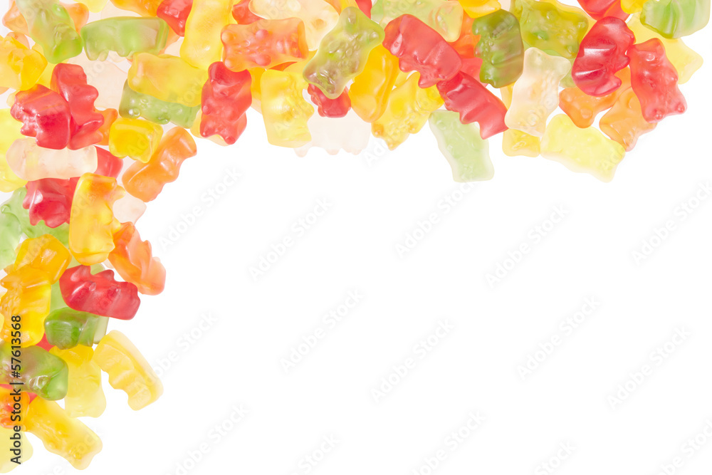 Gummy bears candies border on white, clipping path Stock Photo | Adobe ...