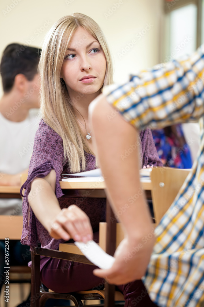 Cheating on test with cheat sheet Stock Photo | Adobe Stock