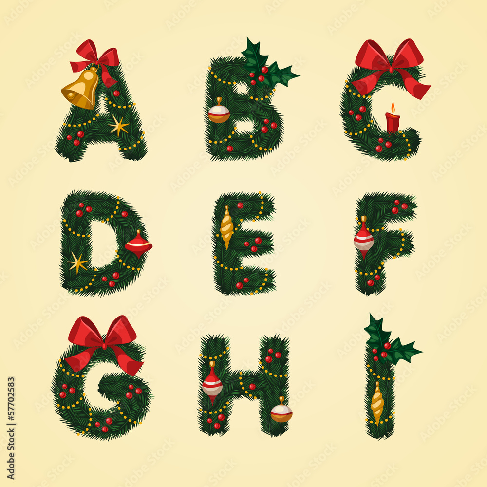 Christmas Alphabet. Vector illustration. Stock Vector | Adobe Stock