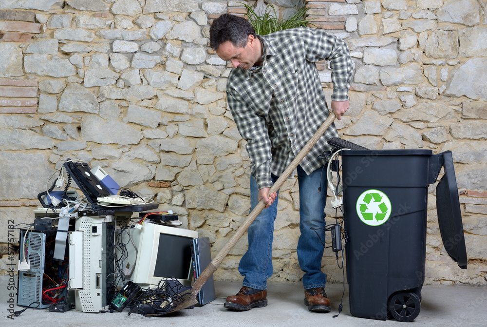 cleaning of old computer equipment for recycling Stock Photo | Adobe Stock