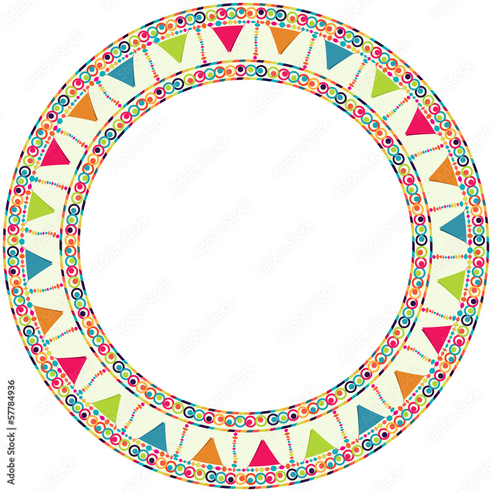 Round frame, border with garland for happy birthday card, poster Stock ...