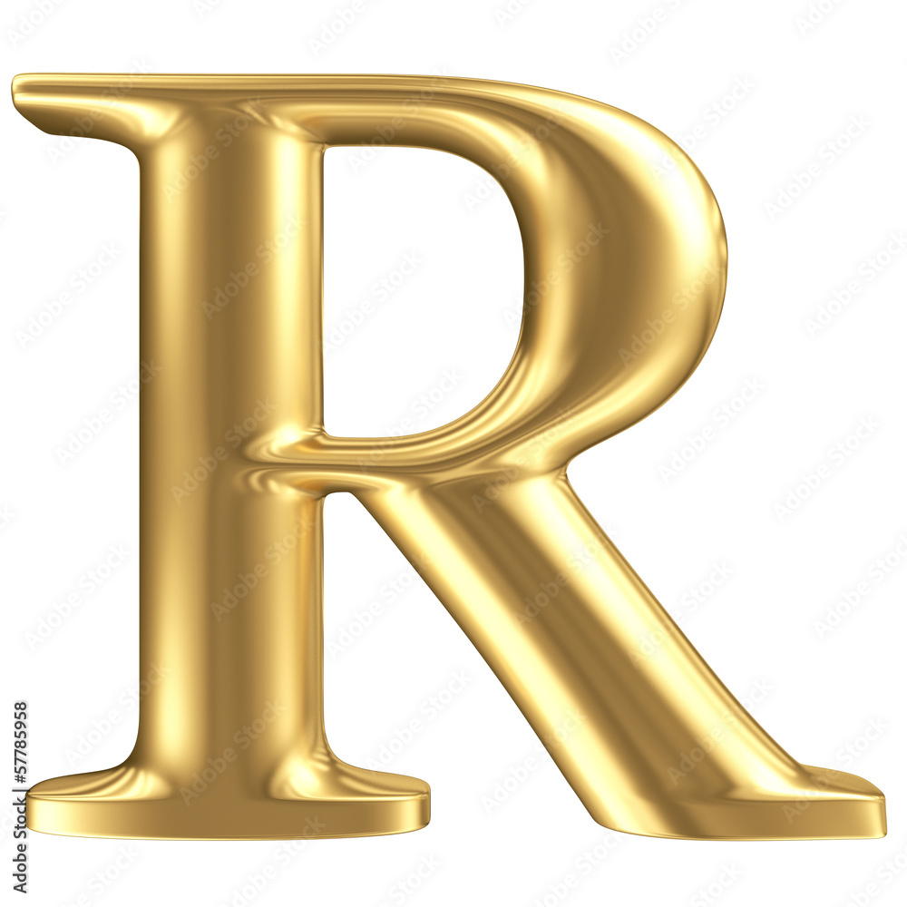 Golden matt letter R, jewellery font collection Stock Illustration ...