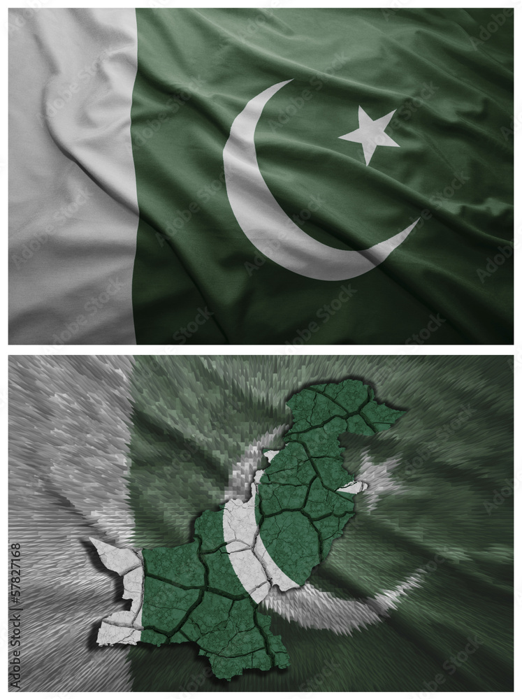 Pakistan flag and map collage Stock Illustration | Adobe Stock