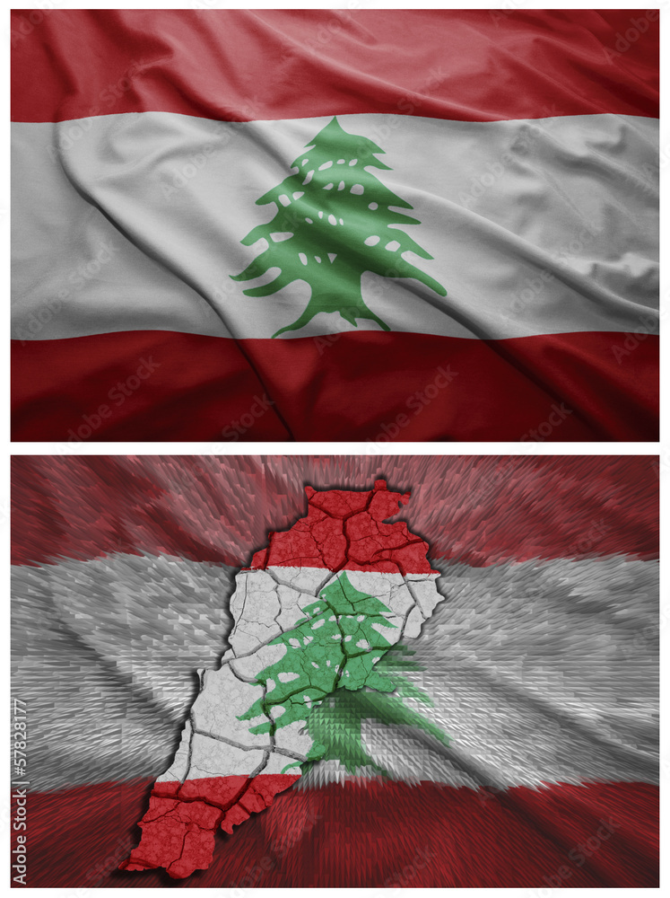 Lebanon flag and map collage Stock Illustration | Adobe Stock
