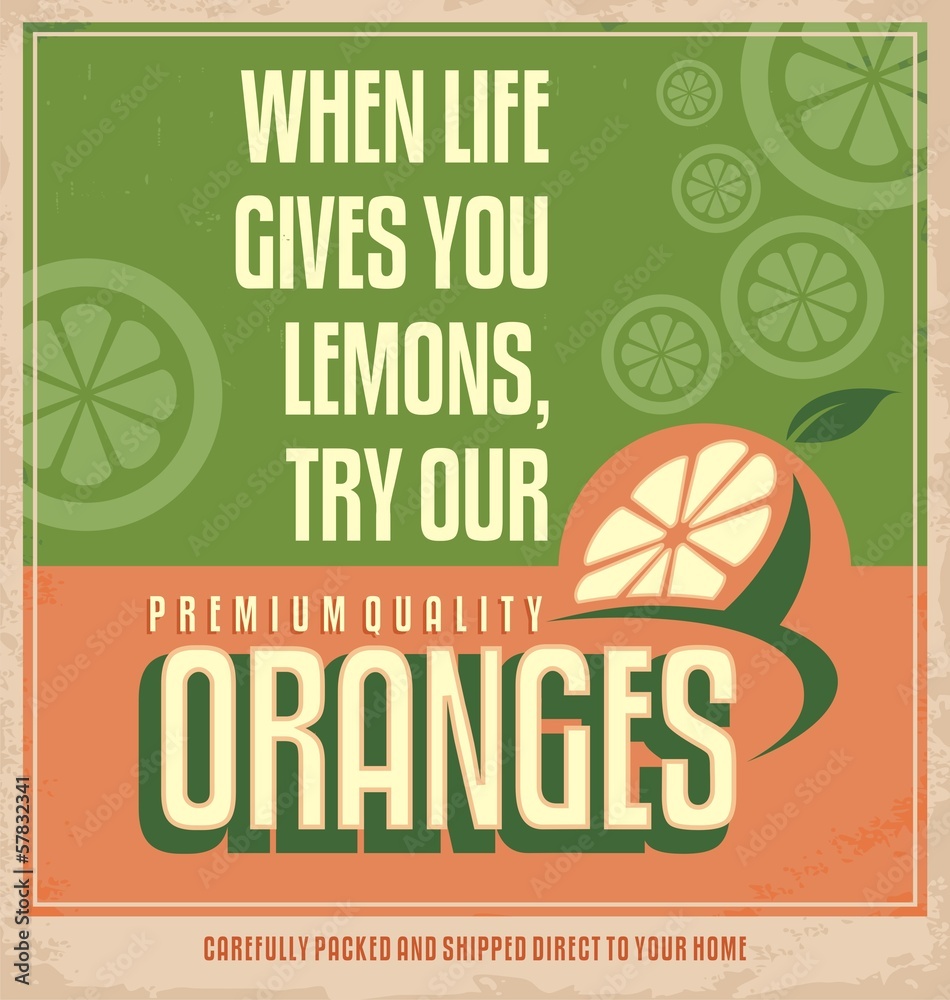 Oranges - vintage poster design concept Stock Vector | Adobe Stock