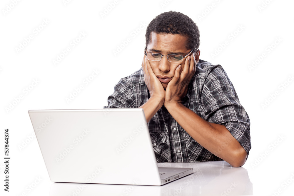 Photo & Art Print tired and sleepy dark-skinned man looking at his ...