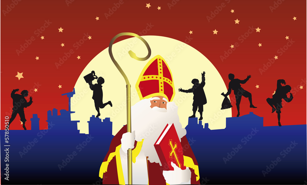 Sinterklaas en zwarte Pieten Stock Vector | Adobe Stock
