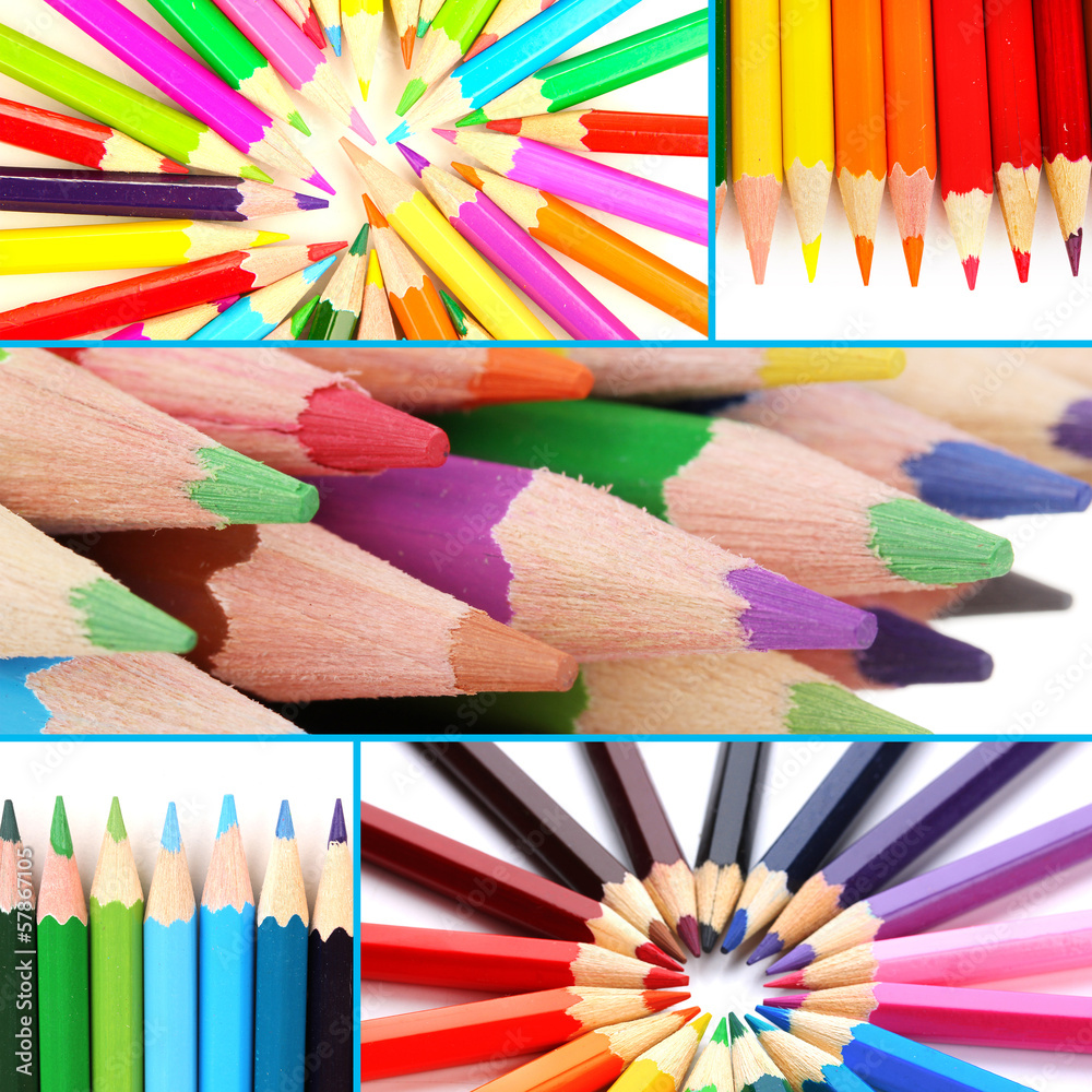 Color pencils collage Stock-Foto | Adobe Stock