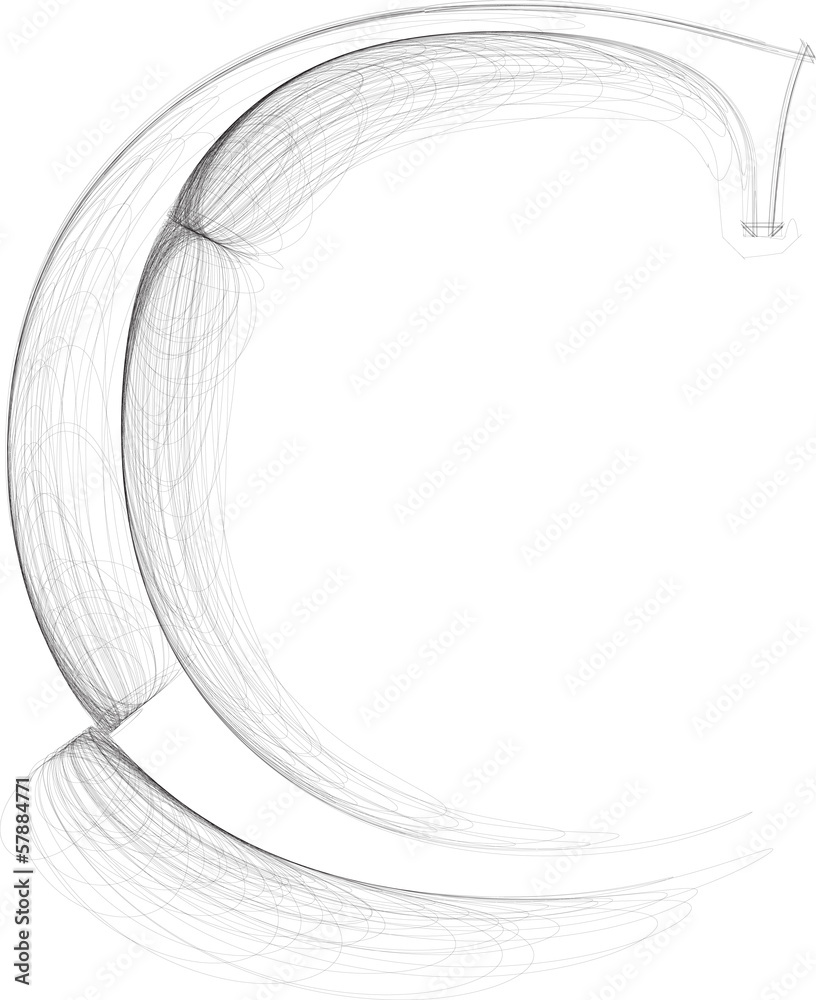 Hand draw font. LETTER C. Vector illustration Stock Vector | Adobe Stock