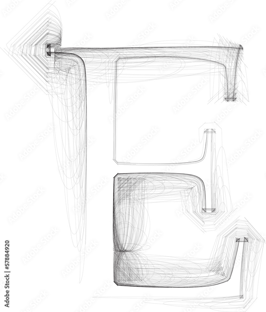 Hand draw font. LETTER E. Vector illustration Stock Vector | Adobe Stock