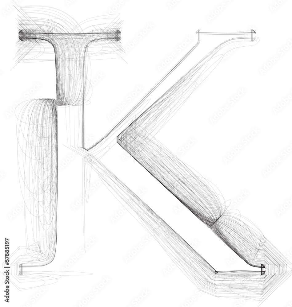 Hand draw font. LETTER K. Vector illustration Stock Vector | Adobe Stock
