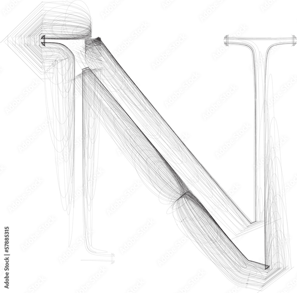 Hand draw font. LETTER N. Vector illustration Stock Vector | Adobe Stock
