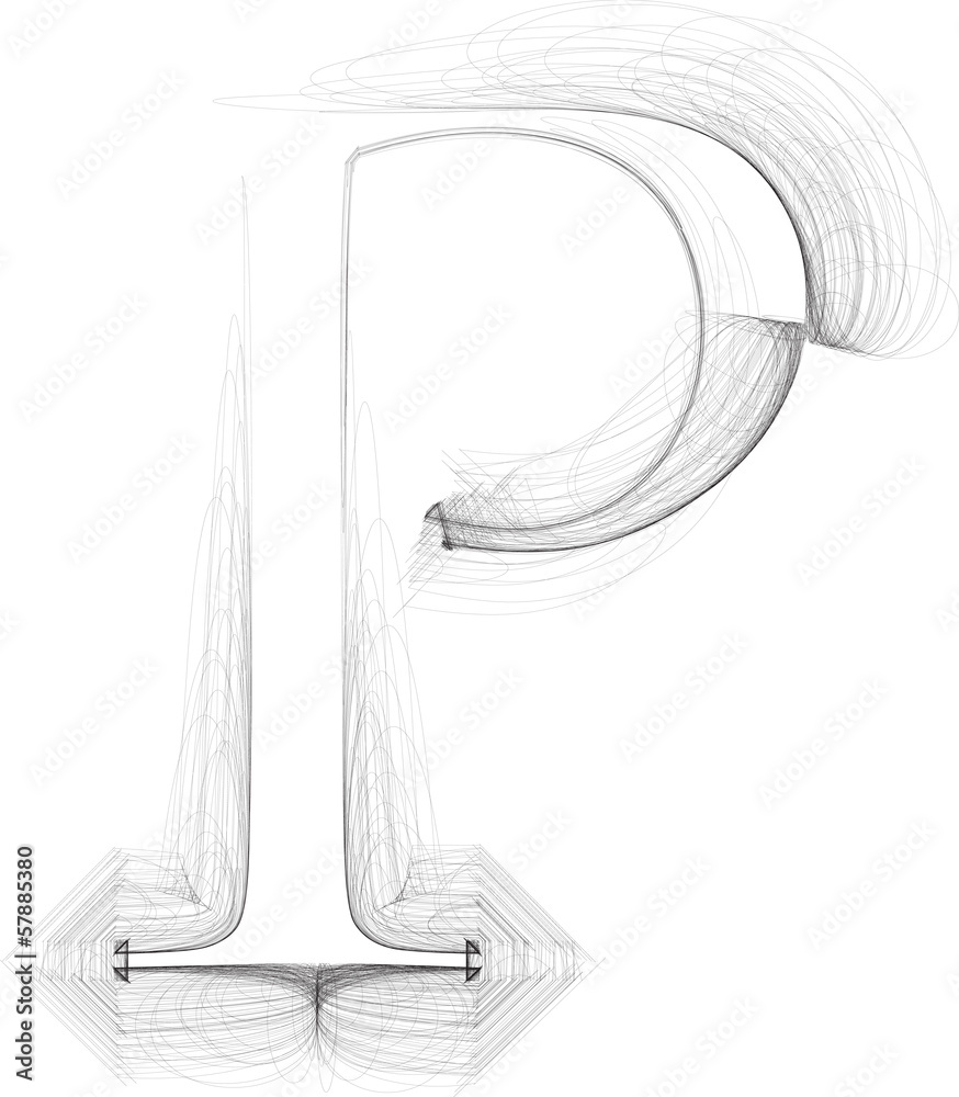 Hand draw font. LETTER P. Vector illustration Stock Vector | Adobe Stock